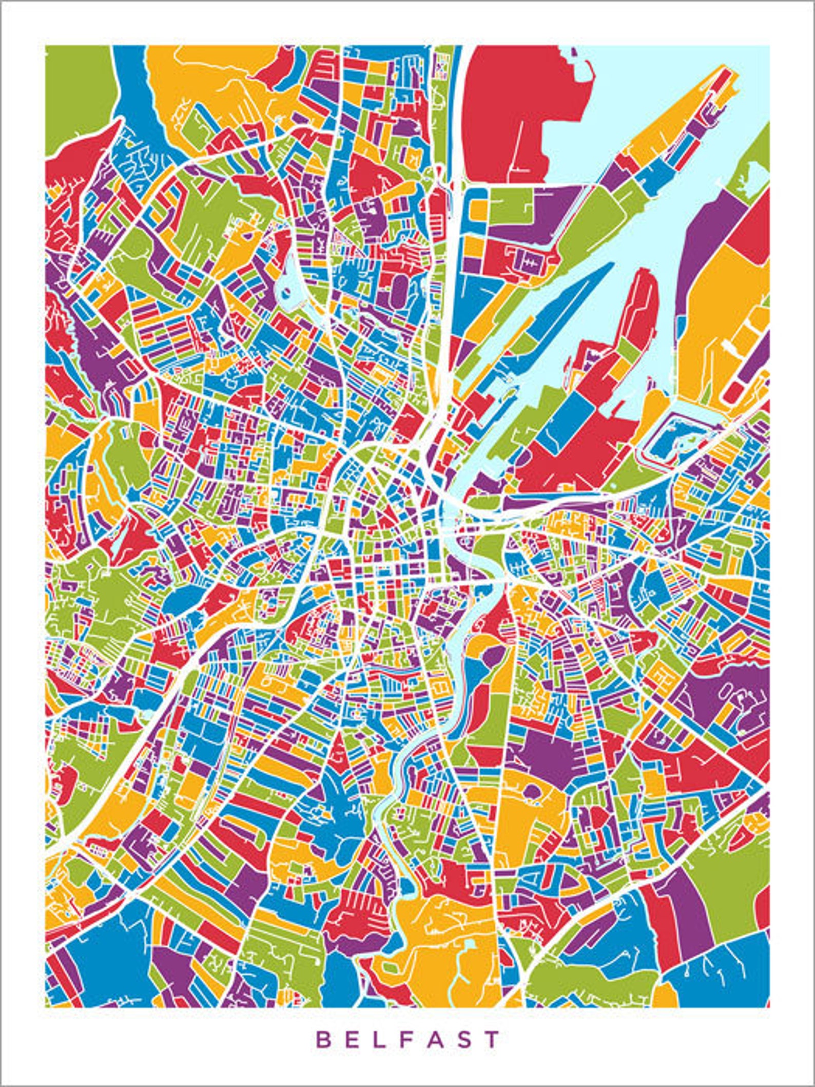 Belfast Map Belfast Northern Ireland City Map Art Print | Etsy