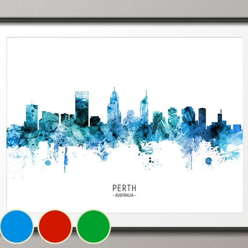 Perth Skyline Perth Australia Cityscape Art Print 556 - Etsy