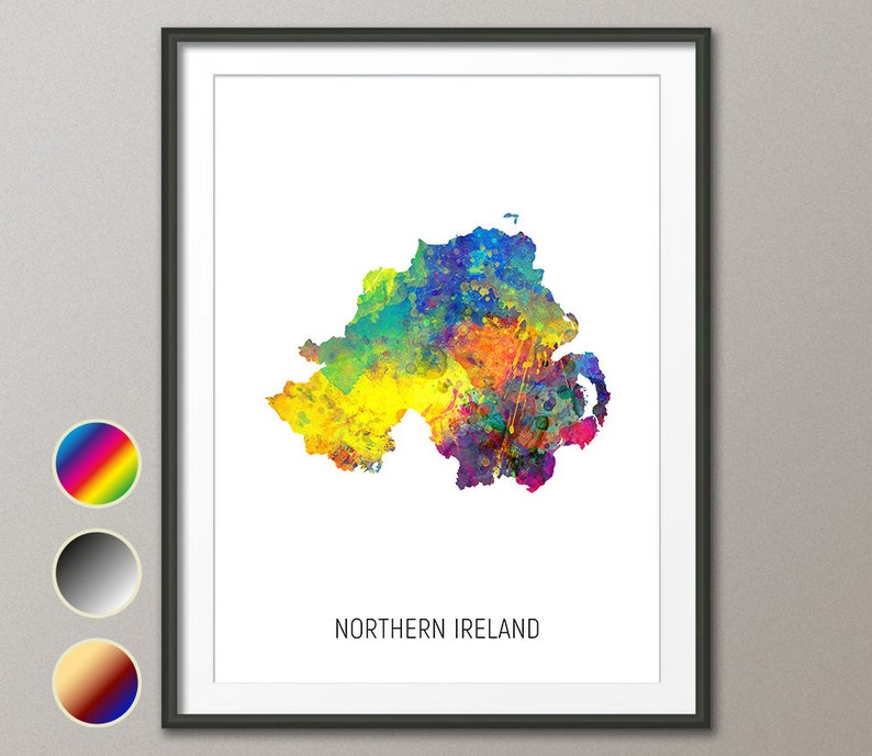 Northern Ireland Map Watercolour Art Print Poster Colour - Etsy