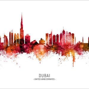 Dubai Skyline United Arab Emirates Cityscape Art Poster Print - Etsy