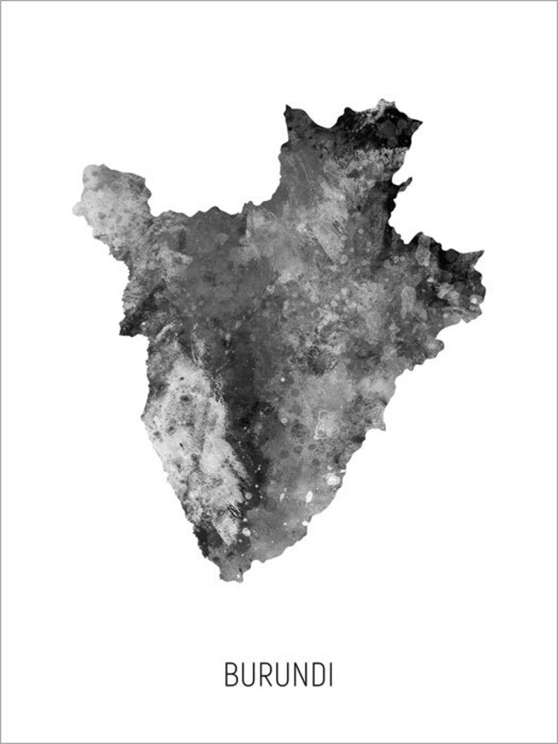 Burundi Map Watercolour Art Print Poster Colour Black - Etsy