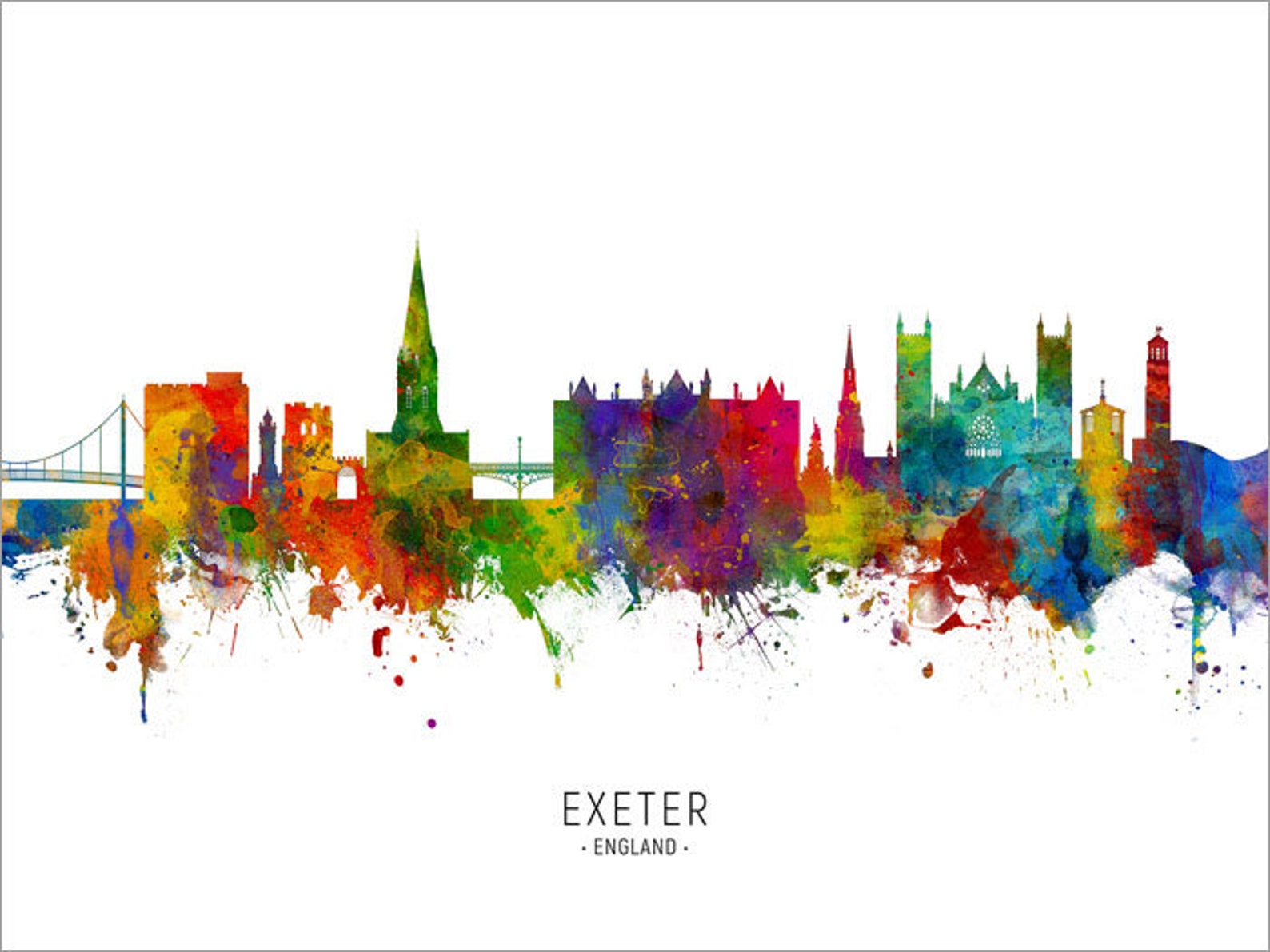 Exeter Skyline England Cityscape Painting Art Print Poster CX - Etsy