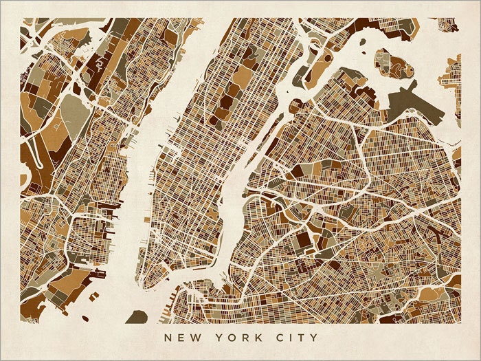 New York City Street Map USA Art Print 440 | Etsy