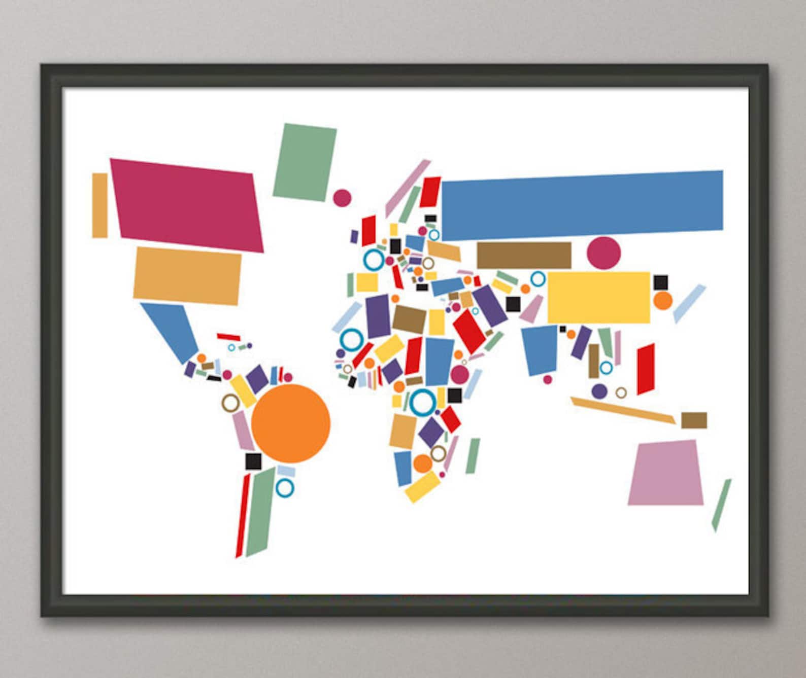 Abstract Map of the World Map Art Print 803 - Etsy