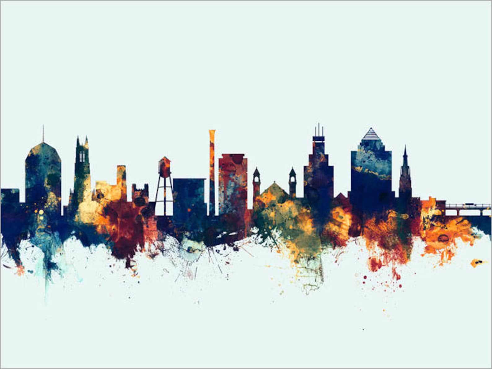 Durham Skyline Durham North Carolina Cityscape Art Print - Etsy