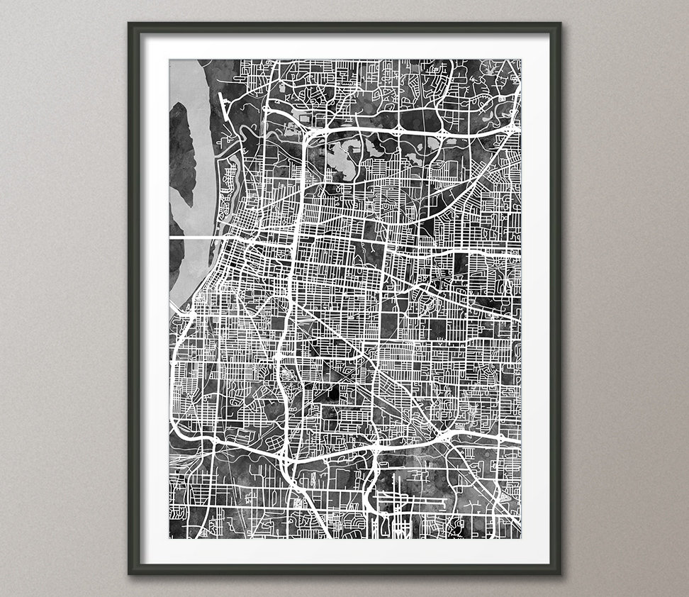 Memphis Map Memphis Tennessee Watercolor Map Painting Art - Etsy