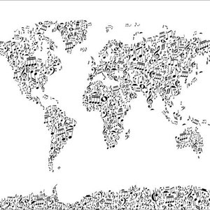 Music Notes Map of the World Map, Art Print WM (2528) - Etsy UK