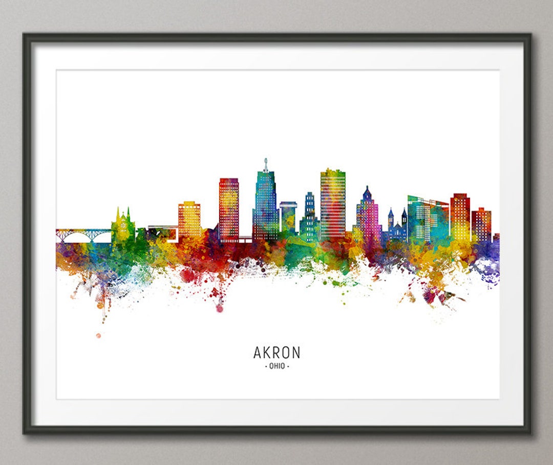 Akron Skyline Ohio, Cityscape Painting Art Print Poster CX 24614 - Etsy