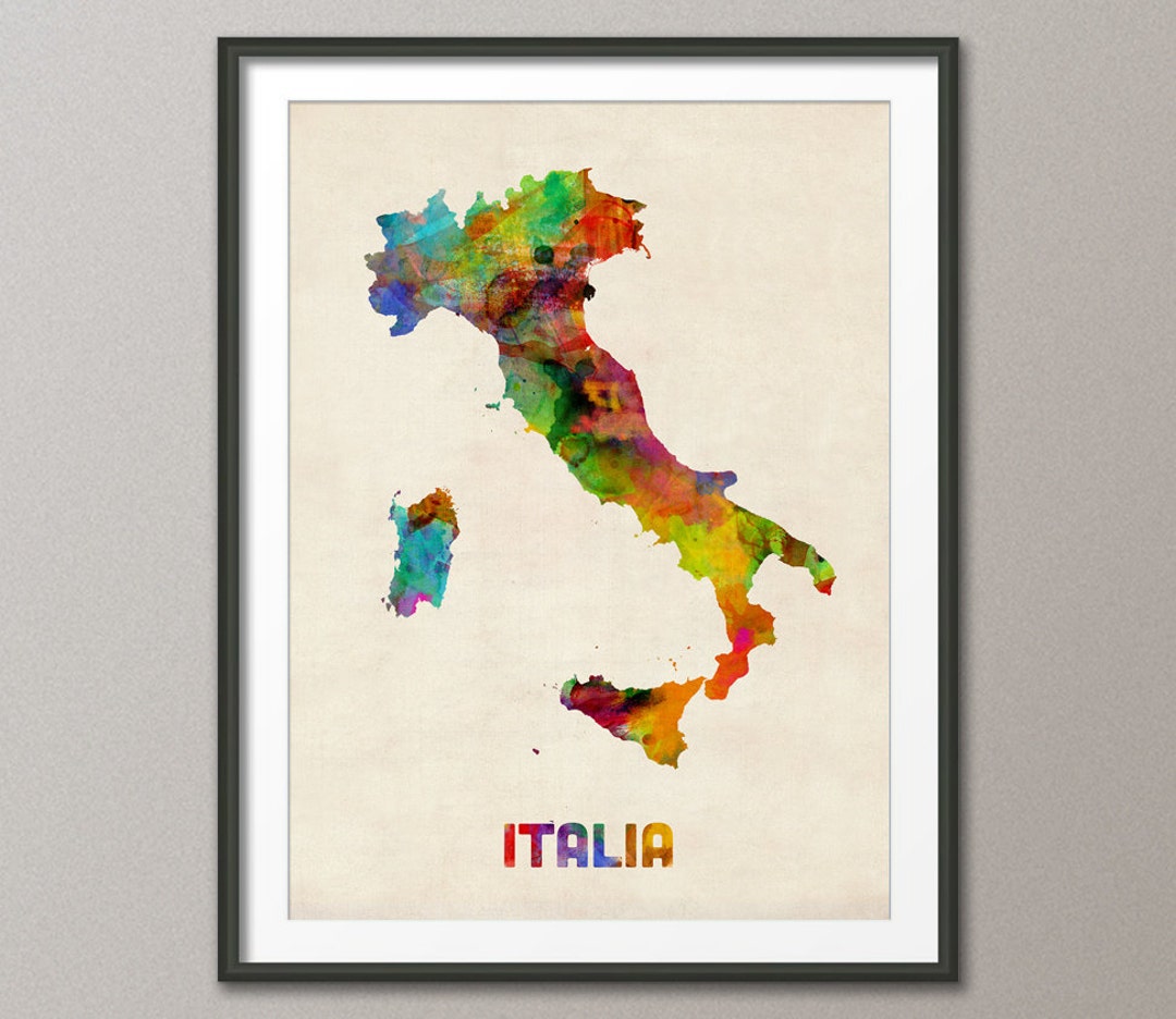 Italy Watercolor Map, Italia Map, Art Print (433) - Etsy