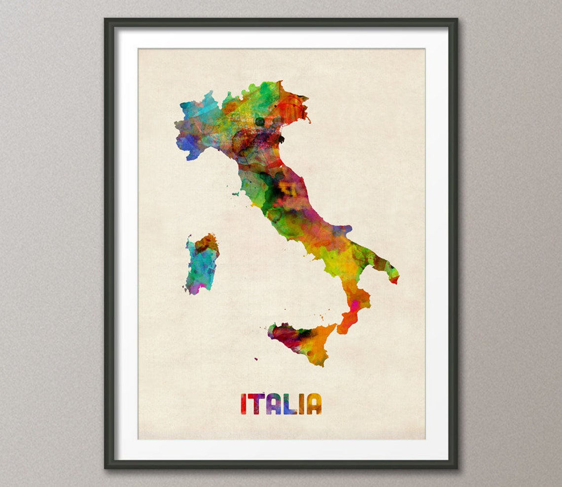 Italy Watercolor Map Italia Map Art Print 433 - Etsy