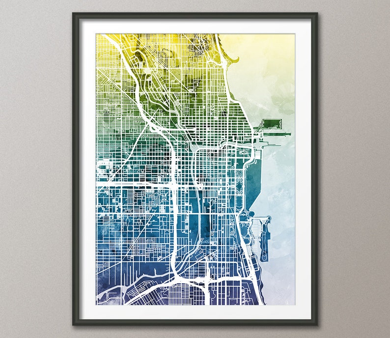 Chicago Map, Chicago Illinois City Street Map, Art Print (1801) - Etsy