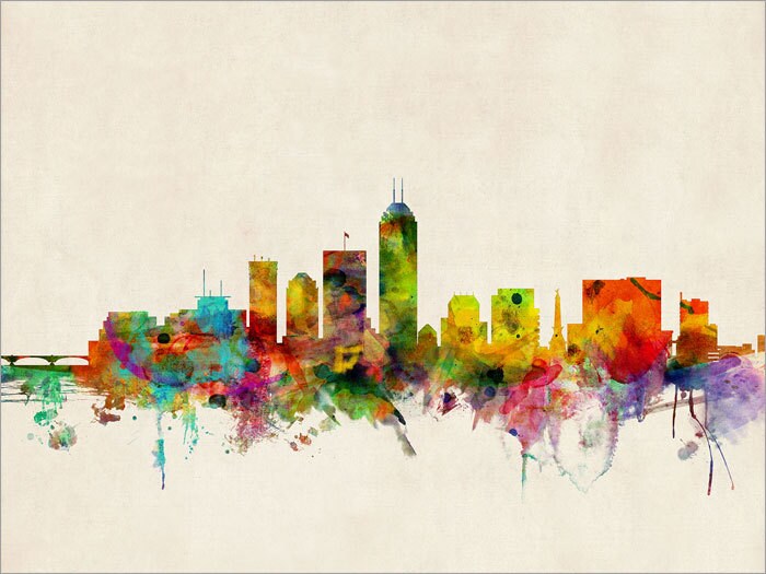 Indianapolis Skyline Indianapolis Indiana Cityscape Art Print | Etsy