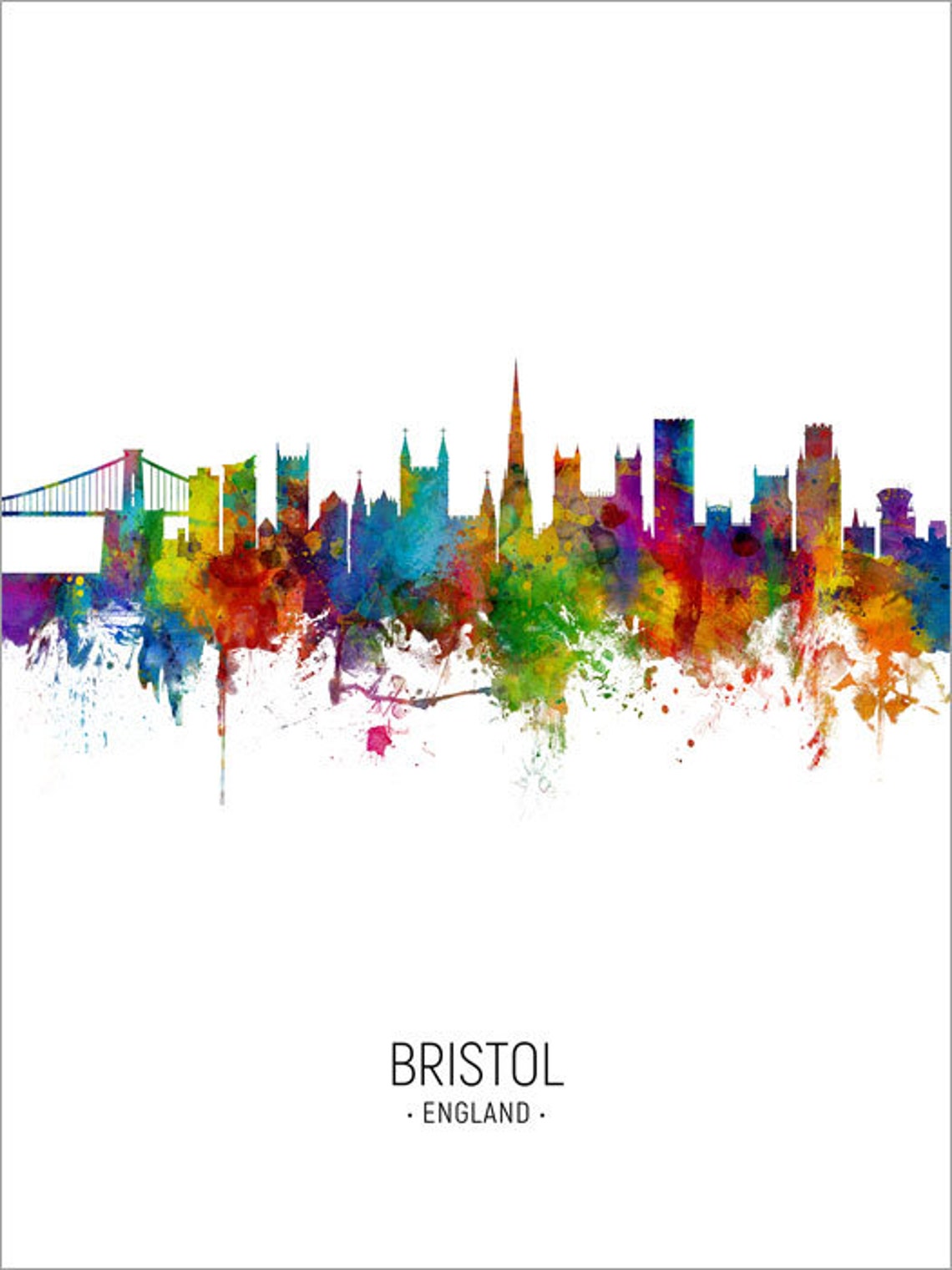 Bristol Skyline Bristol England Cityscape Art Print Poster | Etsy