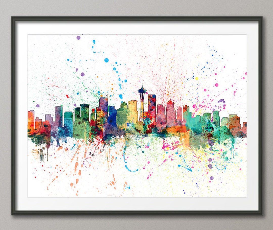 Seattle Skyline, Seattle Washington Cityscape Art Print (1957) - Etsy