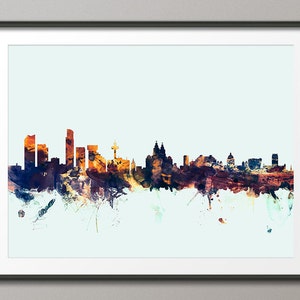 Liverpool Skyline, Liverpool England Cityscape Art Print 1645 - Etsy