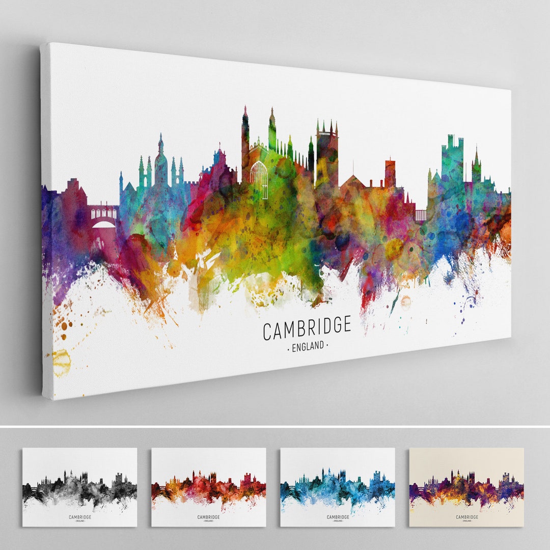 Cambridge Skyline Canvas, England Cityscape Box Canvas Art Print (6543 ...