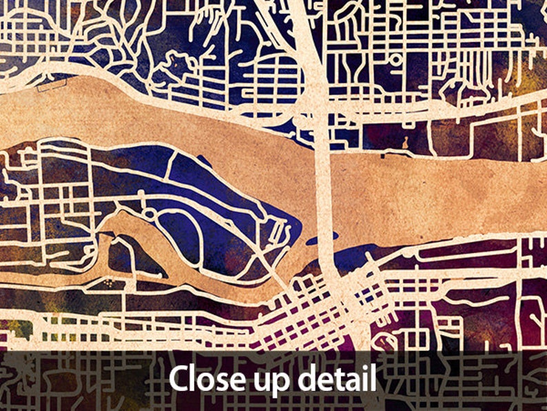 Quad Cities Map, Davenport, Bettendorf, Rock Island, Moline, Art Print ...