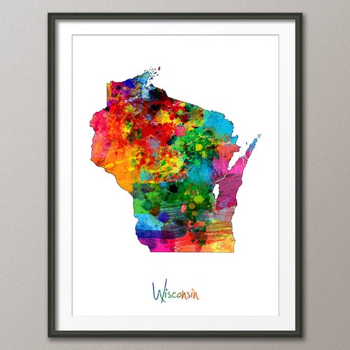 Wisconsin Watercolor Map USA Art Print 379 | Etsy