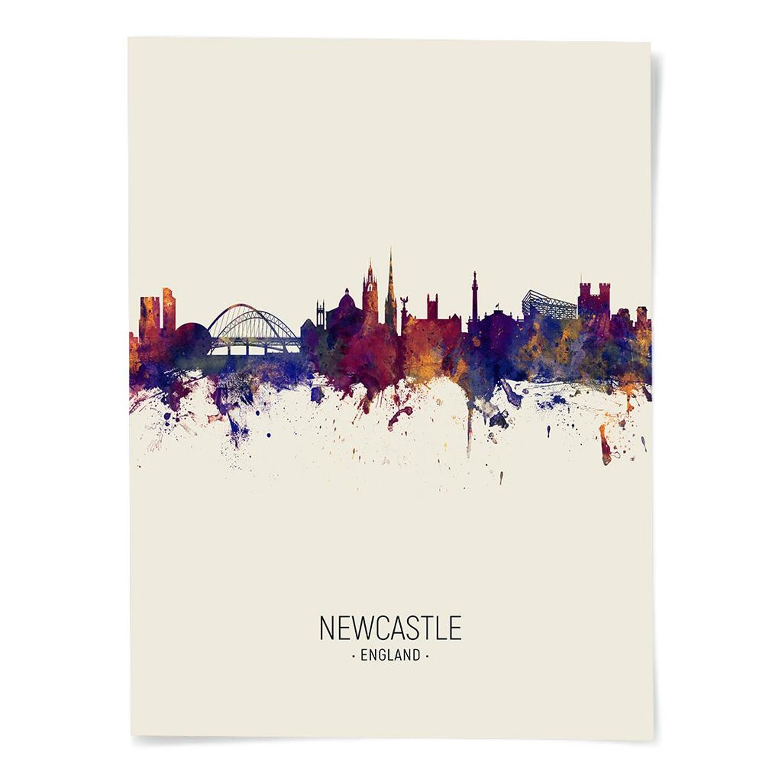 Newcastle Skyline, England Cityscape Art Print Poster Portrait - PX ...