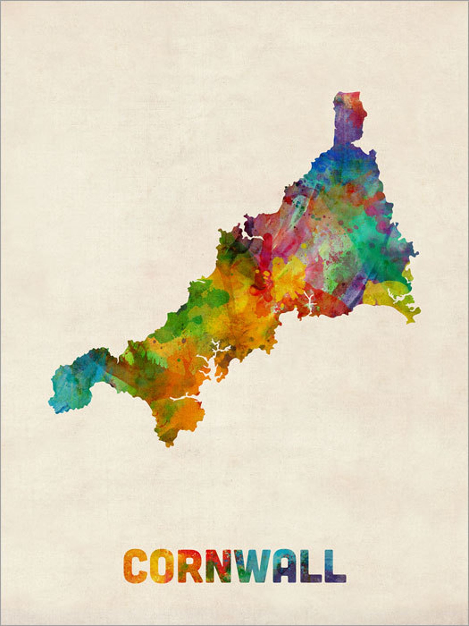 Cornwall England Watercolor Map united Kingdom Art Print - Etsy