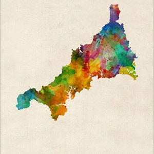 Cornwall England Watercolor Map (united Kingdom), Art Print (1106) - Etsy