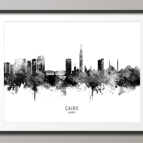 Cairo Skyline Egypt Cityscape Painting Art Print Poster CX - Etsy