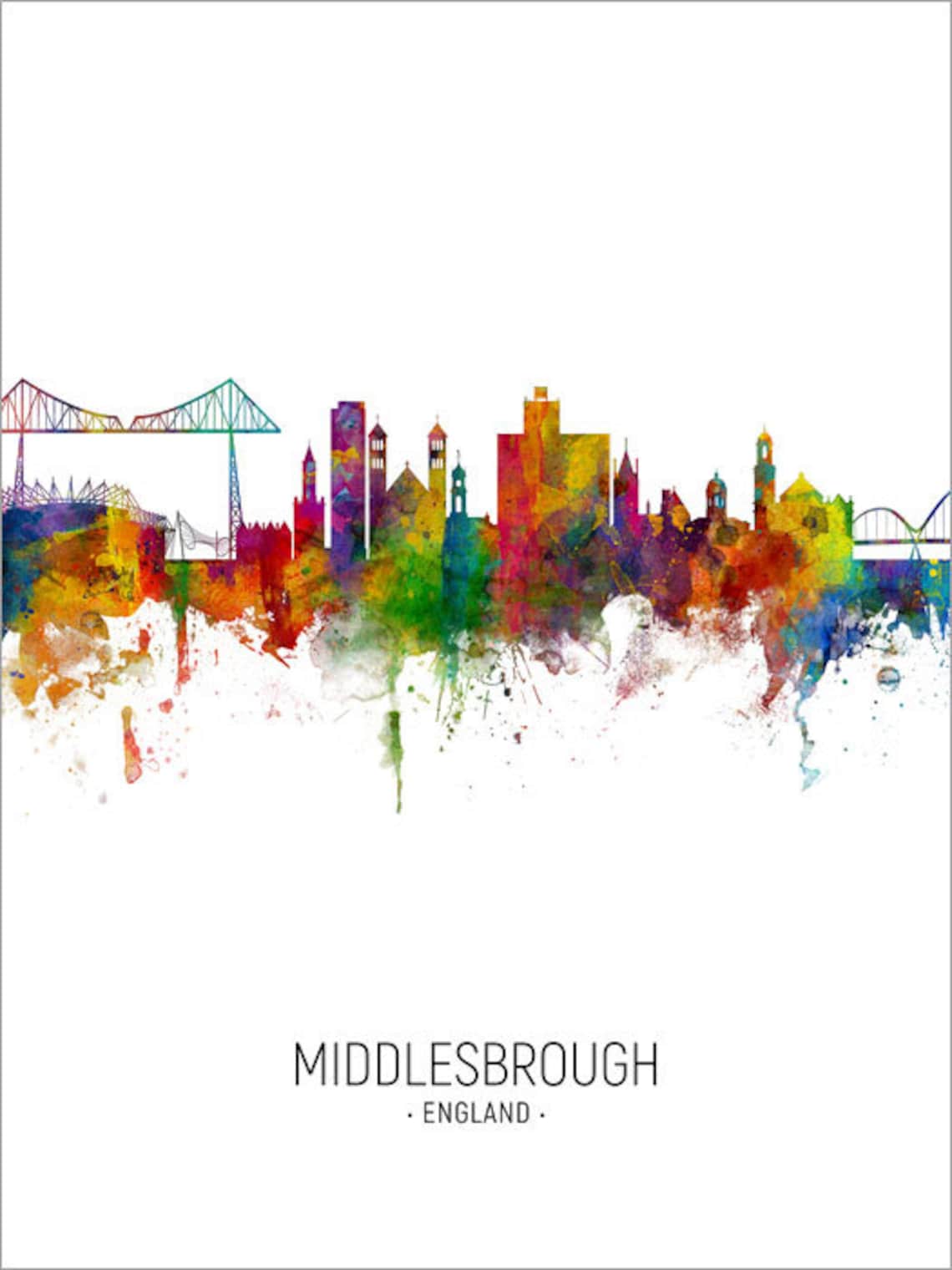 Middlesbrough Skyline Middlesbrough England Cityscape Art | Etsy