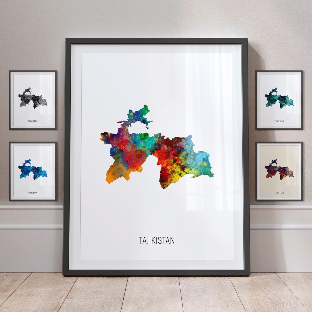 Tajikistan Map, Watercolour Painting Art Print Poster MX (10952) - Etsy