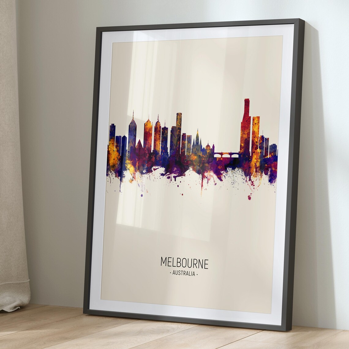 Melbourne Skyline, Melbourne Australia Cityscape Art Print Poster ...