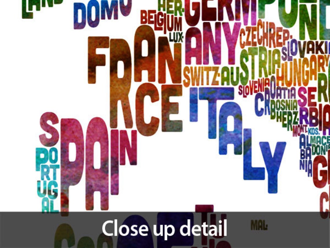 Typographic Text Map of the World Map Art Print 175 - Etsy