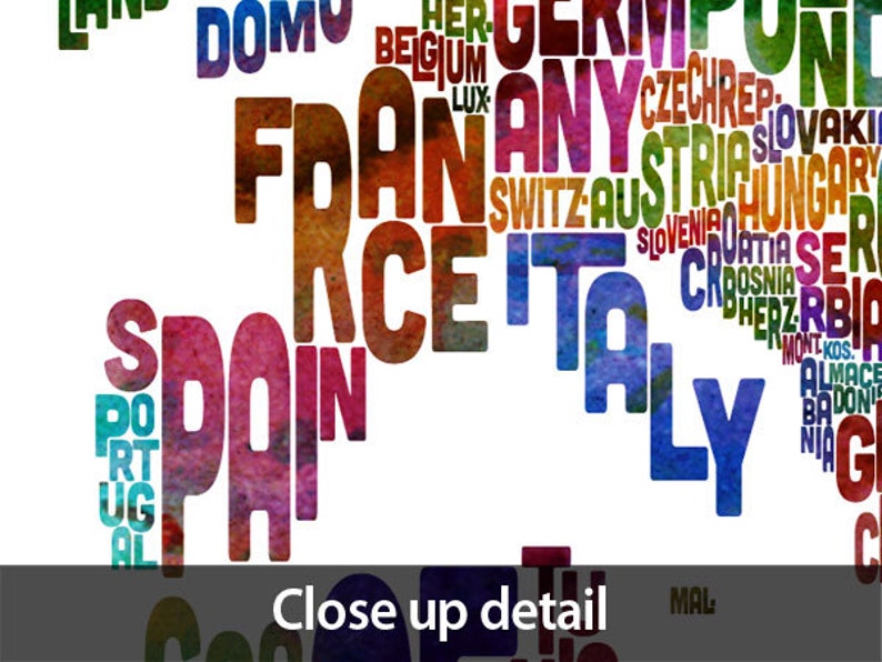 Typographic Text Map of the World Map Art Print 175 - Etsy