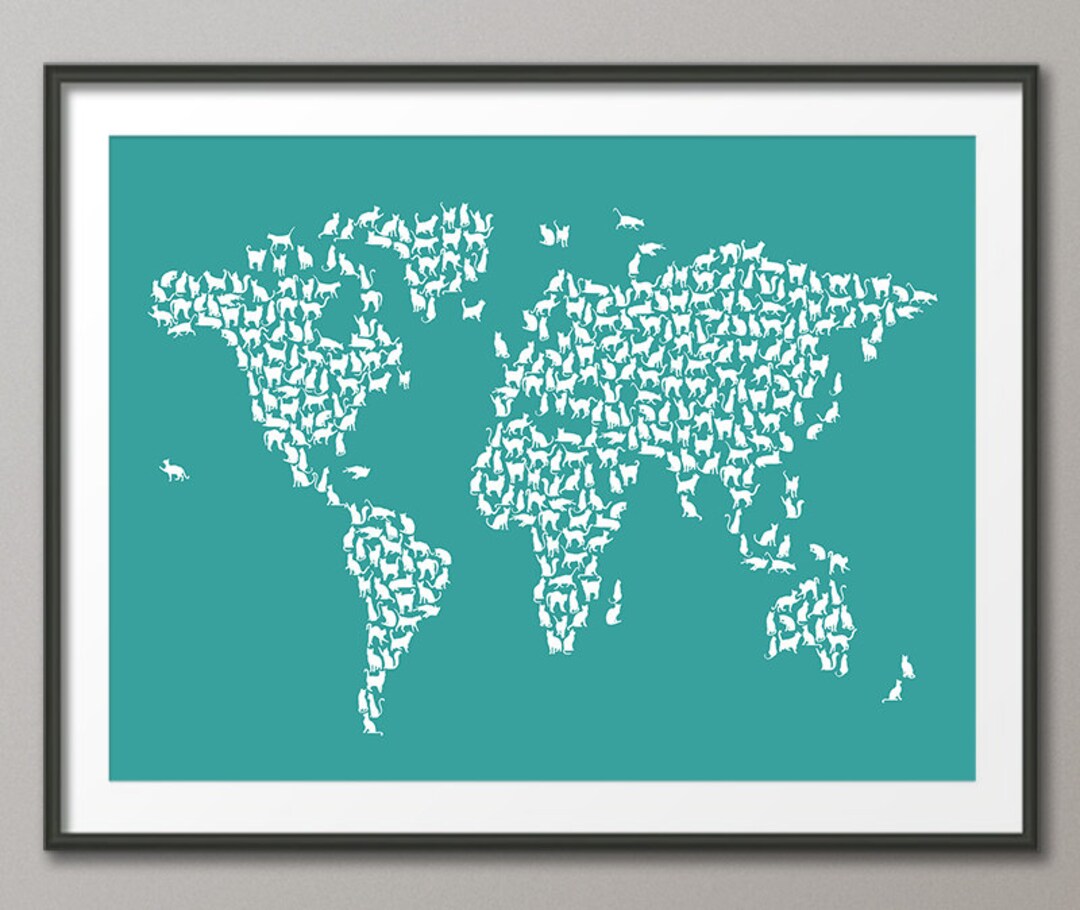 Cats Map of the World Map Art Print 2536 - Etsy UK