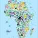 Animal Map of Africa Map for Children and Kids Art Print - Etsy