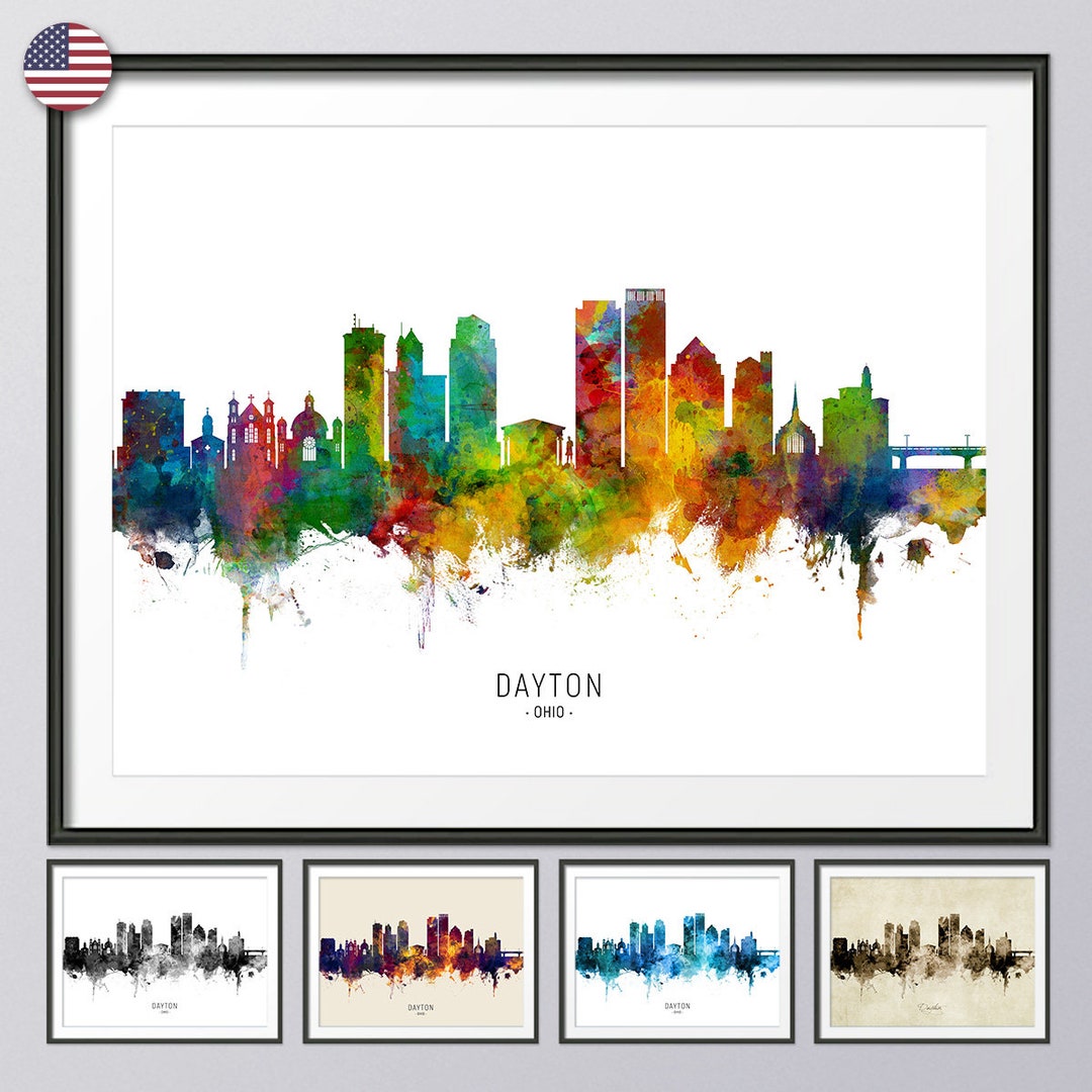 Dayton Skyline Ohio, Cityscape Painting Art Print Poster YX (6689) - Etsy