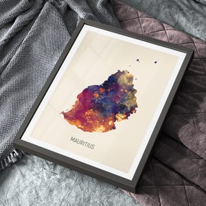 Mauritius Map, Watercolour Painting Art Print Poster, Portrait - MX ...