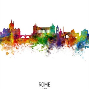 Rome Skyline, Rome Italy Cityscape Art Print Poster Portrait 4908 - Etsy