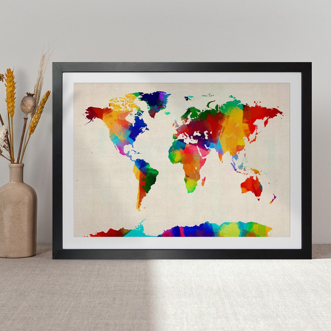 Rolled Paint Map of the World Map, Art Print WM (894) - Etsy UK