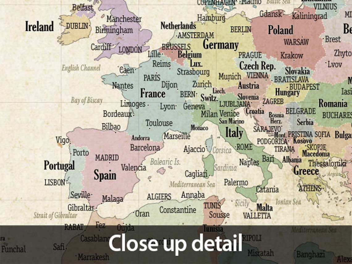 Political Map of the World Map Old Style Art Print 24x36 - Etsy Canada