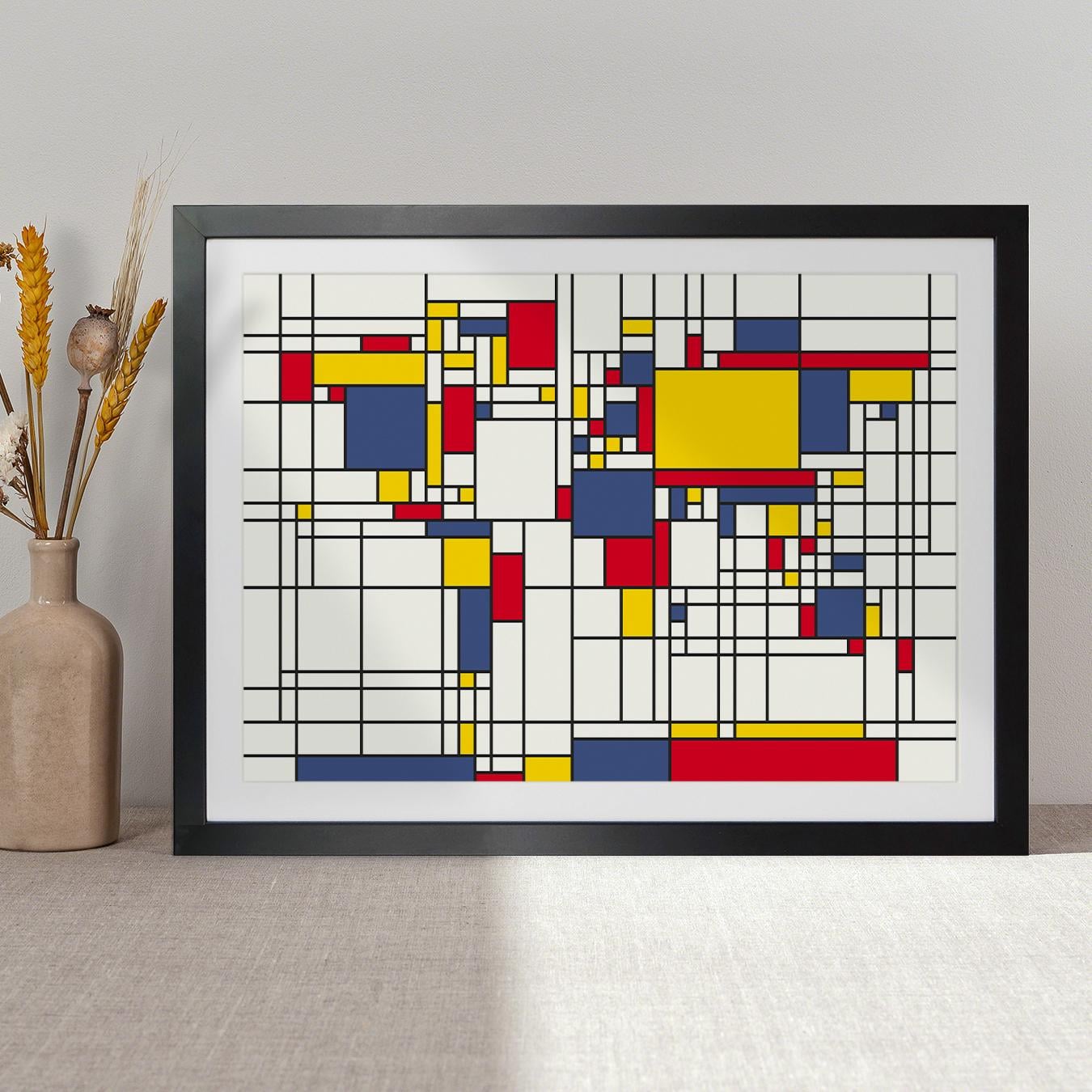 Map of the World Map in the Style of Piet Mondrian, Art Print WM (202 ...