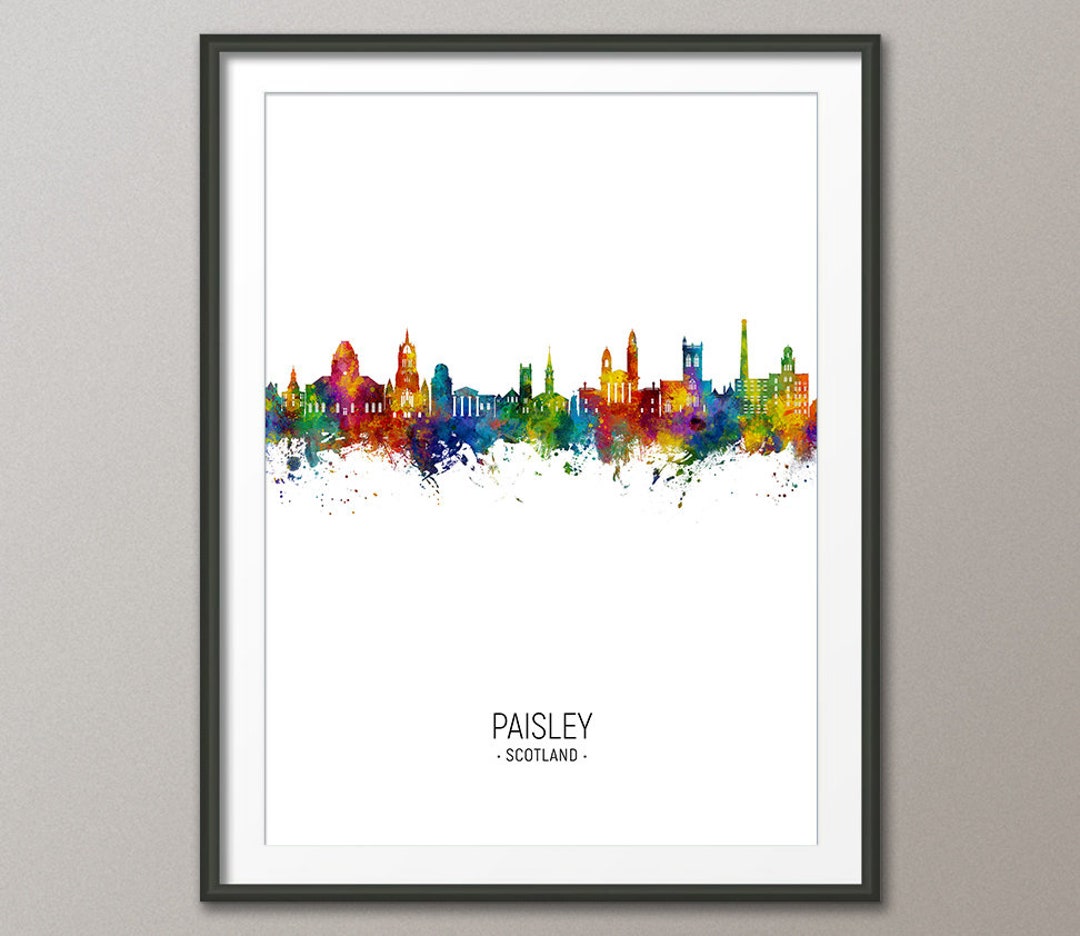 Paisley Skyline Paisley Scotland Cityscape Art Print Poster - Etsy