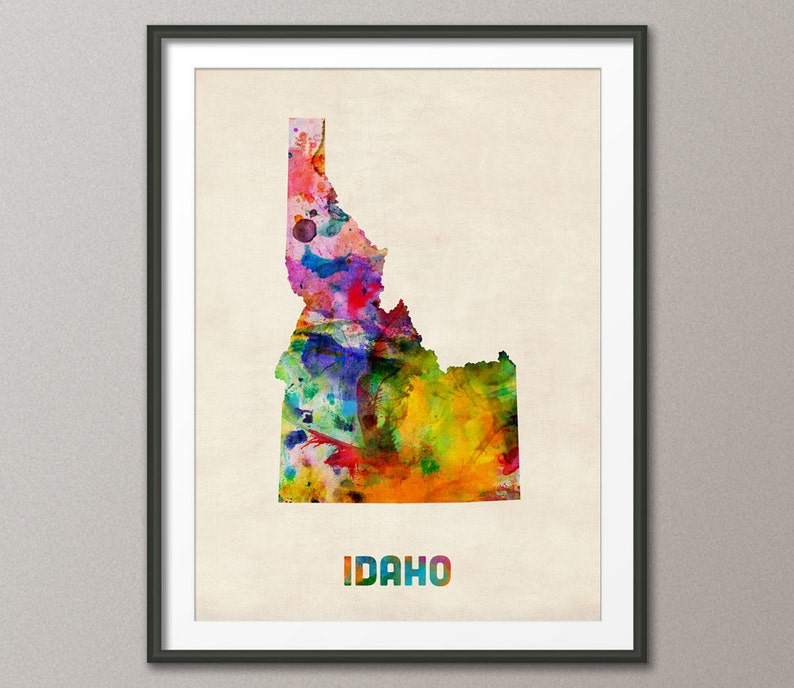 Idaho Watercolor Map USA Art Print 390 | Etsy