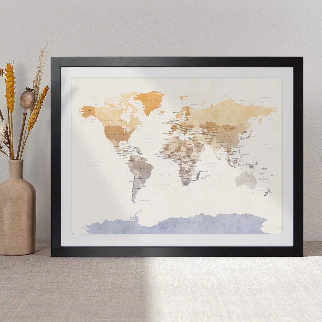 Political Map of the World Map, Art Print Poster, 18x24 up to 24x36 LM ...