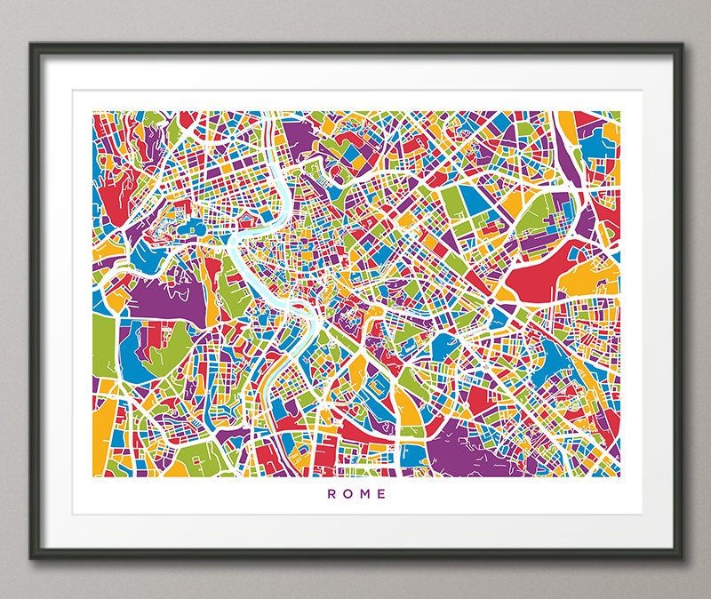 Rome Italy City Street Map, Art Print (2858) - Etsy