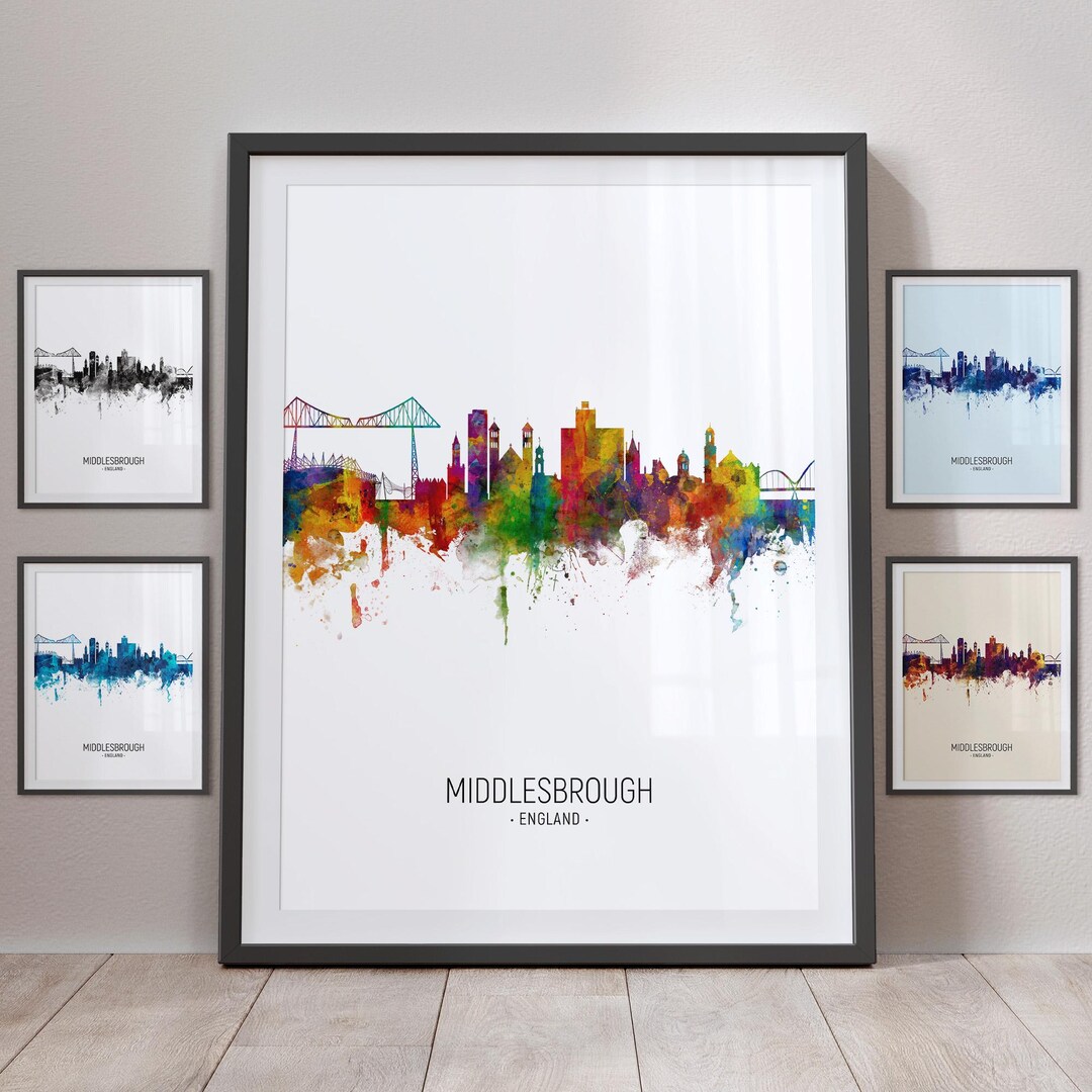 Middlesbrough Skyline, Middlesbrough England Cityscape Art Print Poster ...