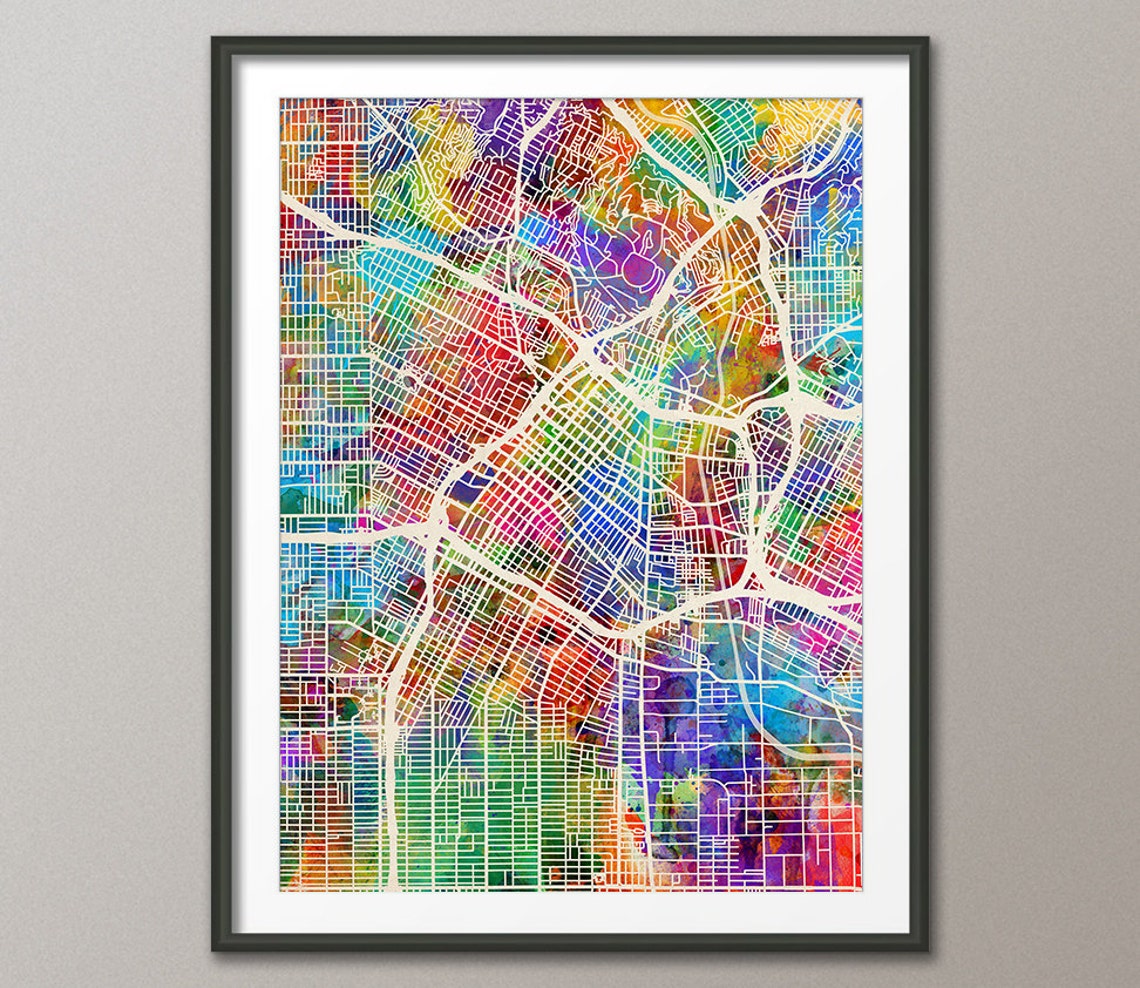 Los Angeles Map Downtown Los Angeles California City Street - Etsy
