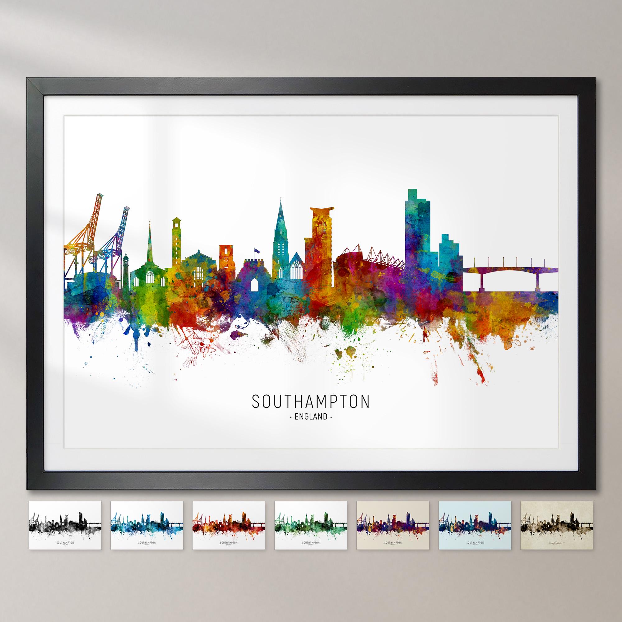 Southampton Skyline England, Cityscape Painting Art Print Poster CX ...