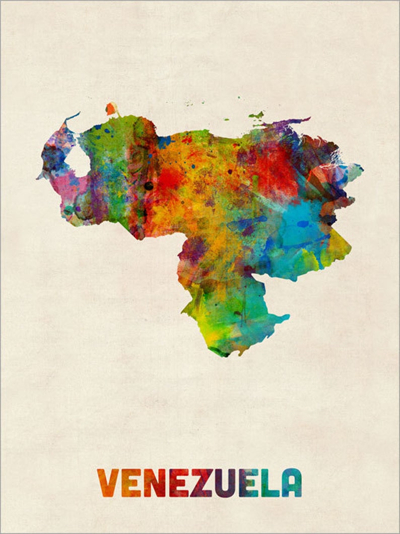 Venezuela Watercolor Map Art Print 1327 - Etsy Canada