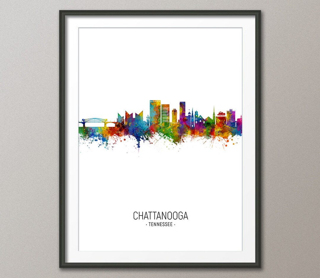Chattanooga Skyline, Tennessee Cityscape Art Print Poster Portrait 9875 ...