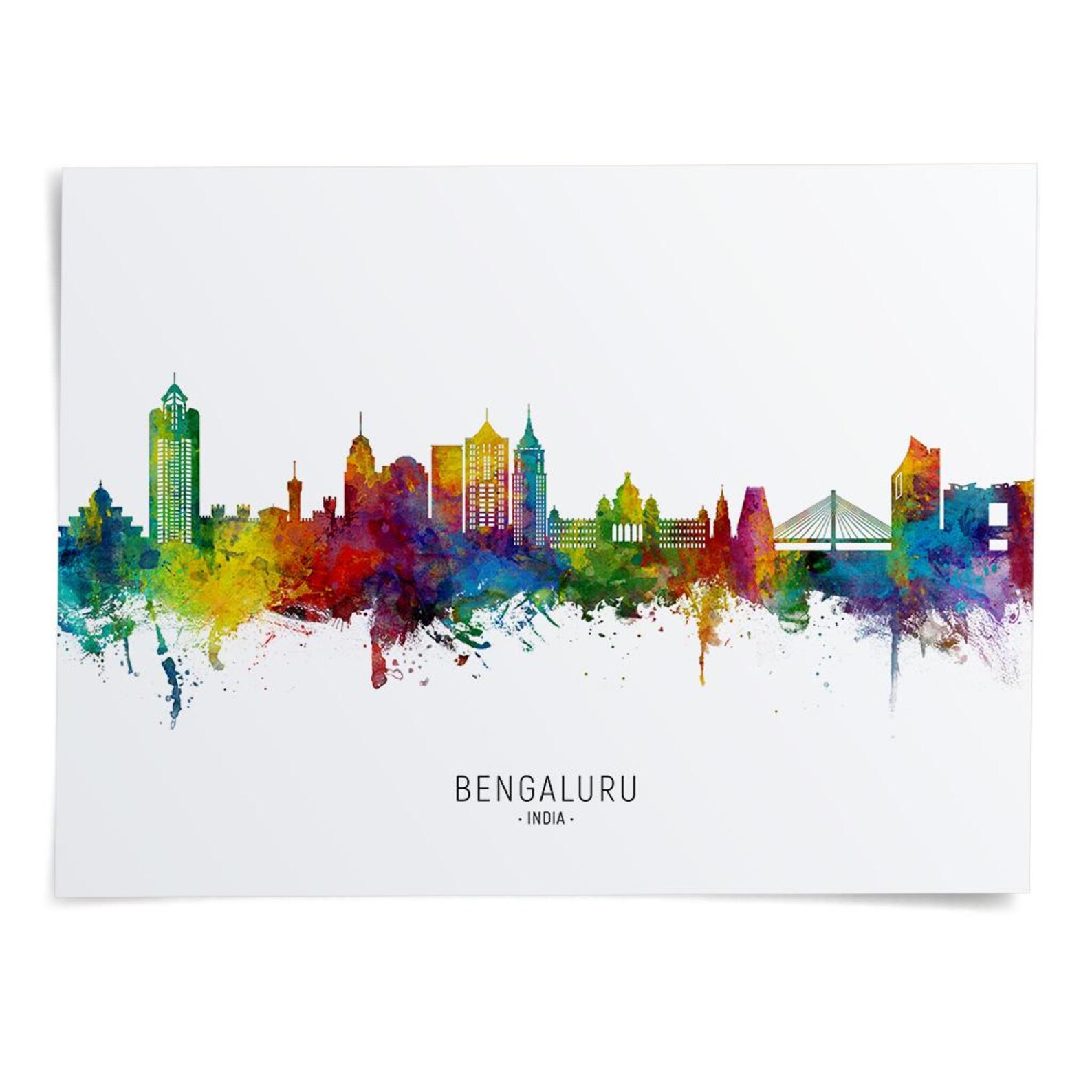 Bengaluru Skyline India, Cityscape Painting Art Print Poster CX (16588 ...