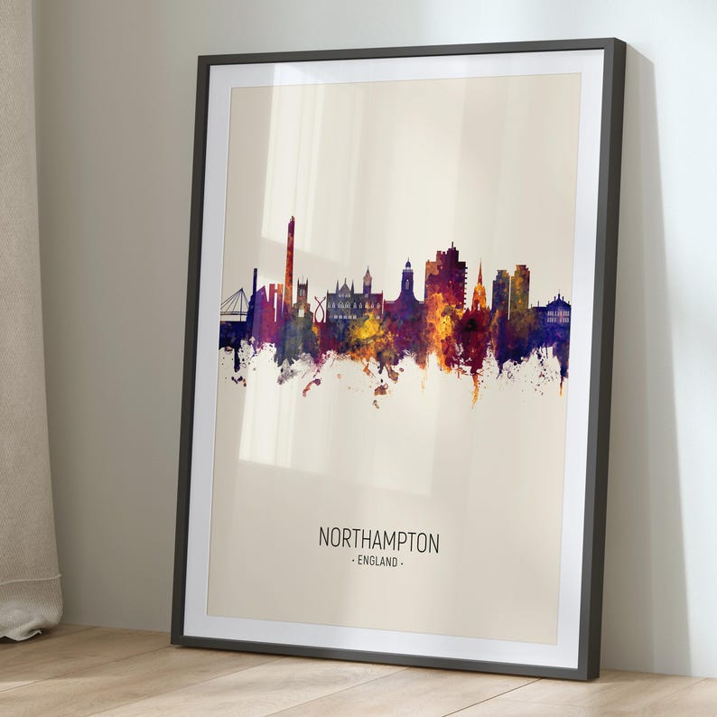 Northampton Skyline, England Cityscape Art Print Poster Portrait - PX ...